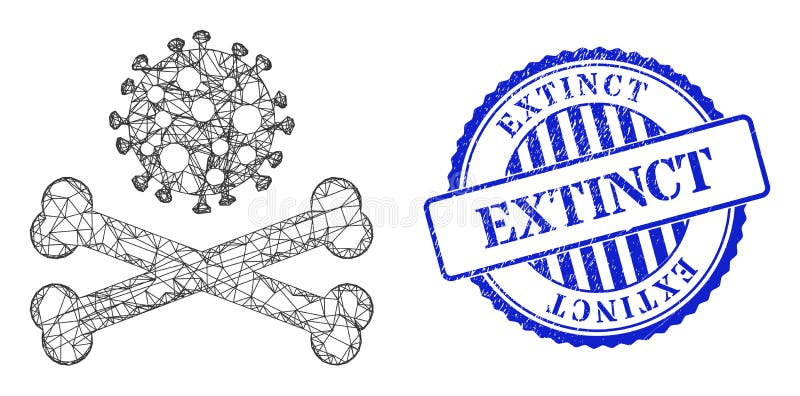 Scratched Extinct Badge and Network Death Virus Web Mesh Stock Vector ...