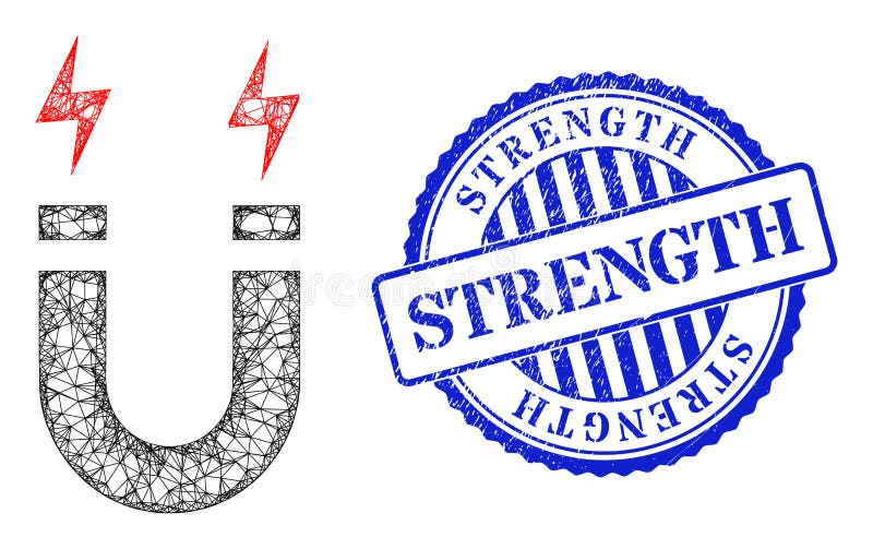 Grunge Strength Stamp and Net Horseshoe Magnet Mesh Stock Vector ...