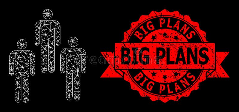 Triangular Net Mesh People Picture with Grunge Big Plans Stamp Seal ...