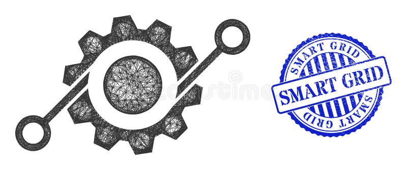 Scratched Smart Grid Stamp and Hatched Smart Gear Web Mesh Stock Vector ...