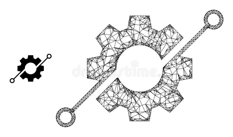 Hatched Mesh Smart Gear Icon Stock Vector - Illustration of gear ...