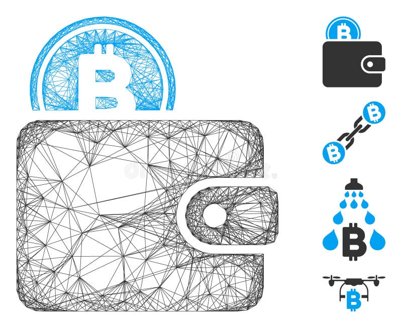 Linear Bitcoin Billfold Vector Mesh Stock Illustration - Illustration ...