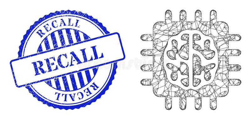 Rubber Recall Badge and Hatched Brain Chip Web Mesh Stock Vector ...