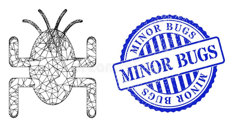 Rubber Minor Bugs Badge and Hatched Bug Tick Web Mesh Stock Vector ...