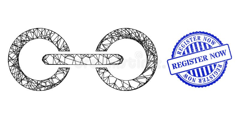 Grunge Register Now Stamp Seal and Hatched Chain Link Web Mesh Stock ...