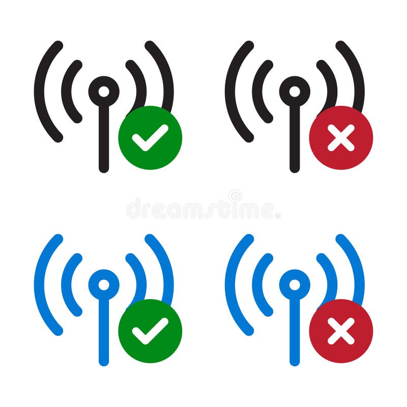 Vector Network with Check Marks and Crosses Icons Stock Illustration ...