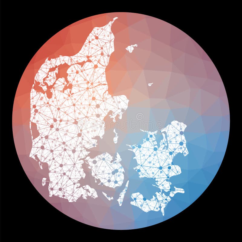 Vector Network Denmark Map. Stock Vector - Illustration of connection ...
