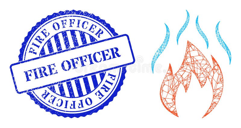 Rubber Fire Officer Badge and Network Fire with Smoke Web Mesh Stock ...