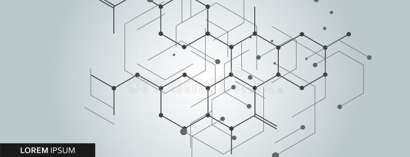 Vector Network Hexagon and Connected Cells Background Stock ...