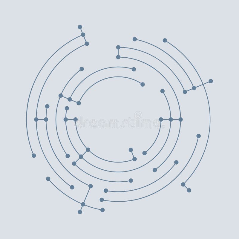 Vector Network Line Structure in Circles with Dots Stock Vector ...