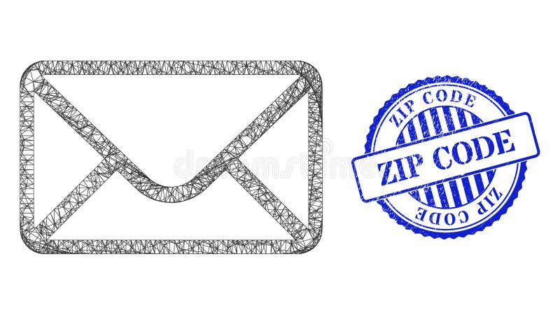 Scratched Zip Code Seal and Net Mail Envelope Web Mesh Stock Vector ...