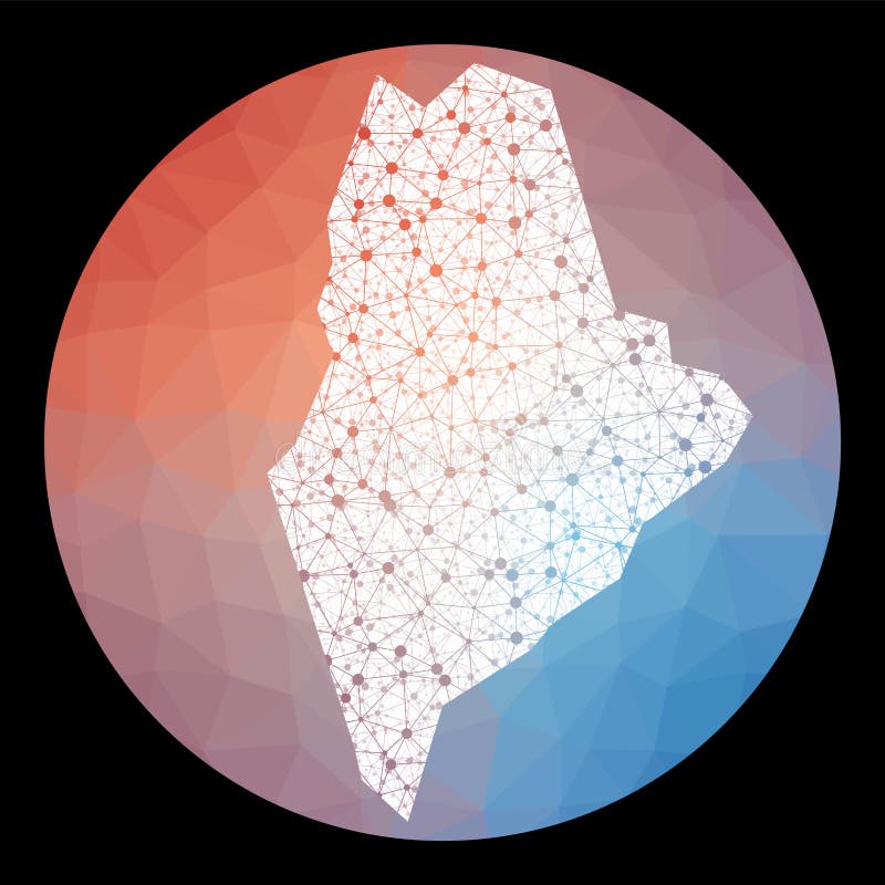 Maine Map, Stylish Location Icon with Maine Map and Flag Stock Vector ...