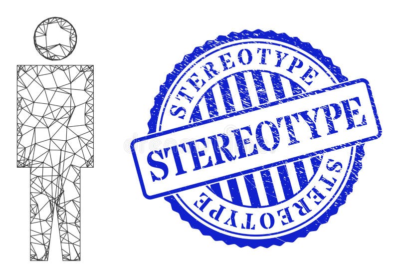 Distress Stereotype Stamp Seal and Network Man Person Web Mesh Stock ...