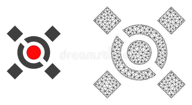 Vector Network Mesh Central Link and Flat Icon Stock Vector ...