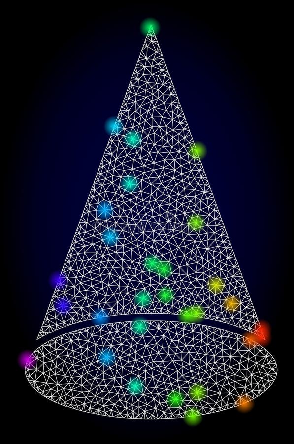 Vector Network Mesh Cone Figure with Rainbow Colored Glare Spots Stock ...