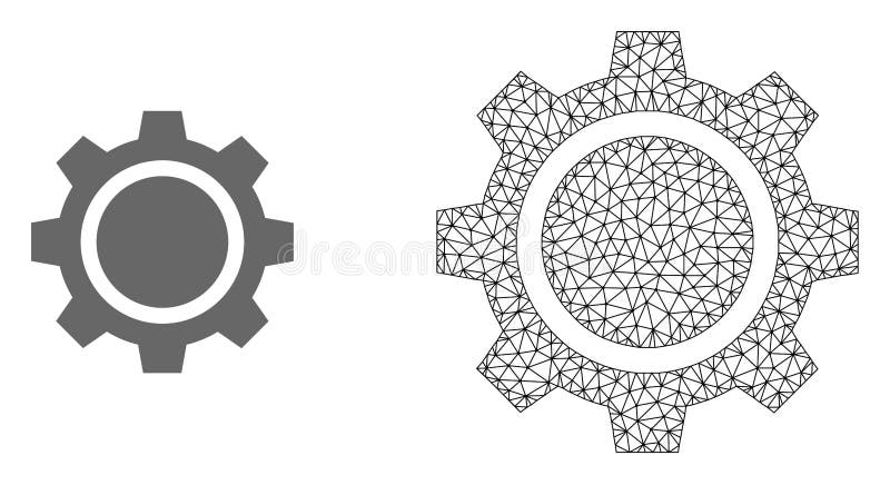 Vector Network Mesh Gear Wheel and Flat Icon Stock Vector ...