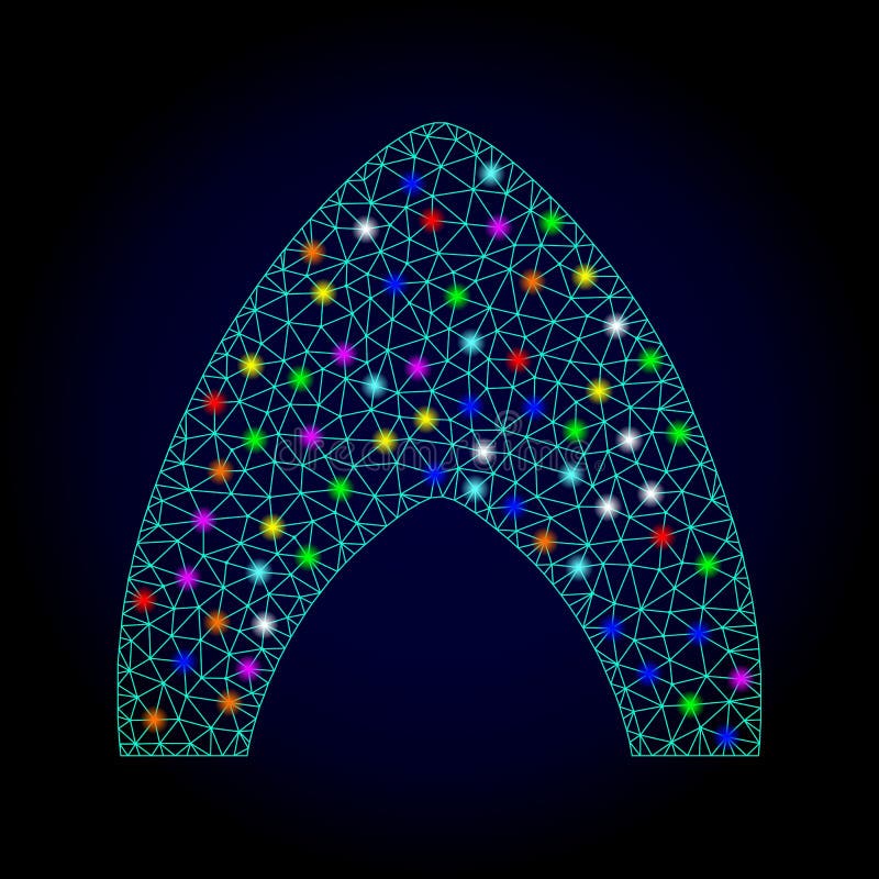 Vector Network Mesh Igloo Home with Glare Spots for New Year Stock ...