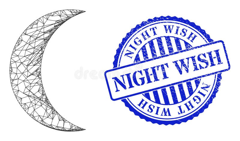 Rubber Night Wish Badge and Hatched Moon Web Mesh Stock Vector ...