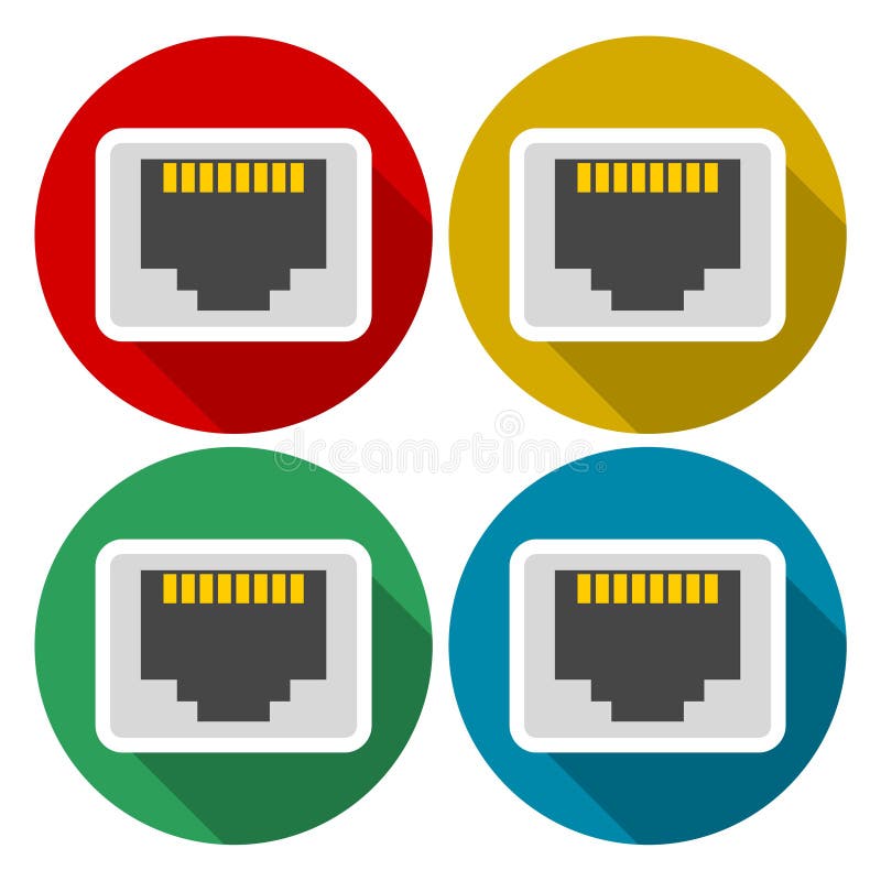 Vector Network Socket Icons Set with Long Shadow Stock Vector ...