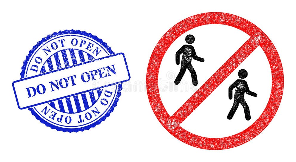 Grunge Do Not Open Badge and Network Stop Pedestrian Men Mesh Stock ...