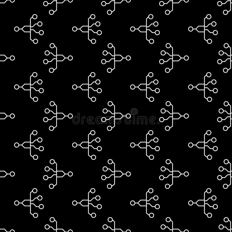 Vector Neural Network Technology Outline Dark Seamless Pattern Stock ...