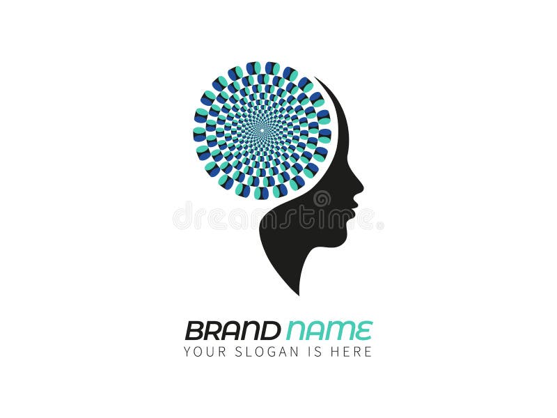 Vector Neuroscience Logo Design. Brain Icon. Digital Profile Face ...