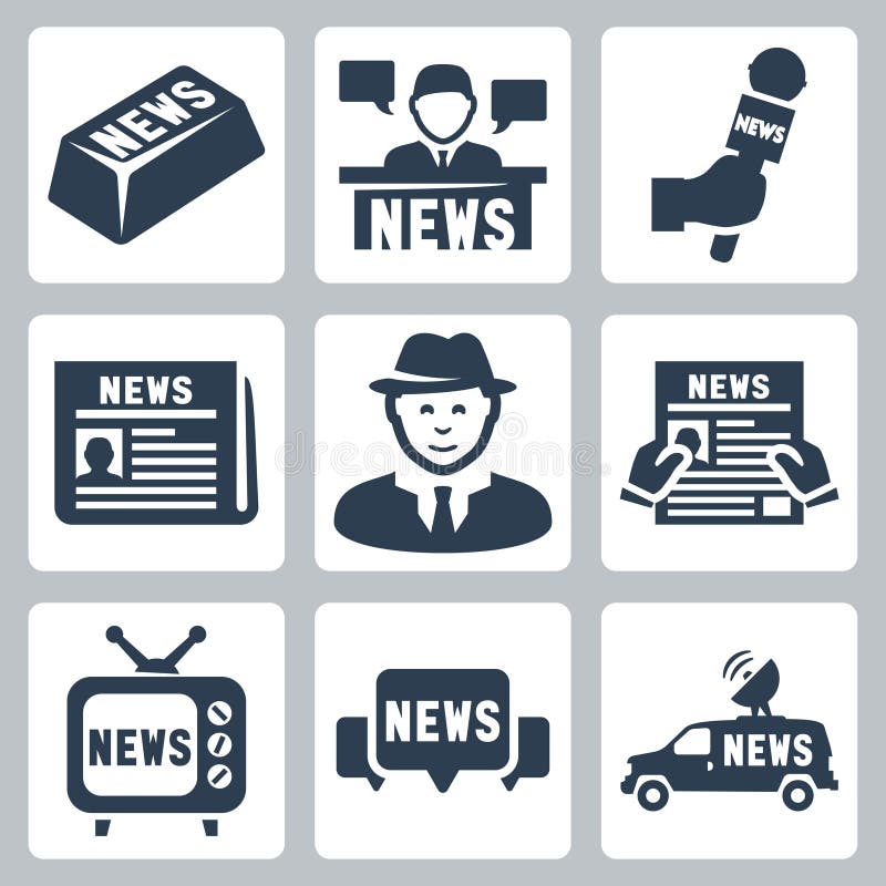 Vector News and Journalism Icons Set Stock Vector - Illustration of ...