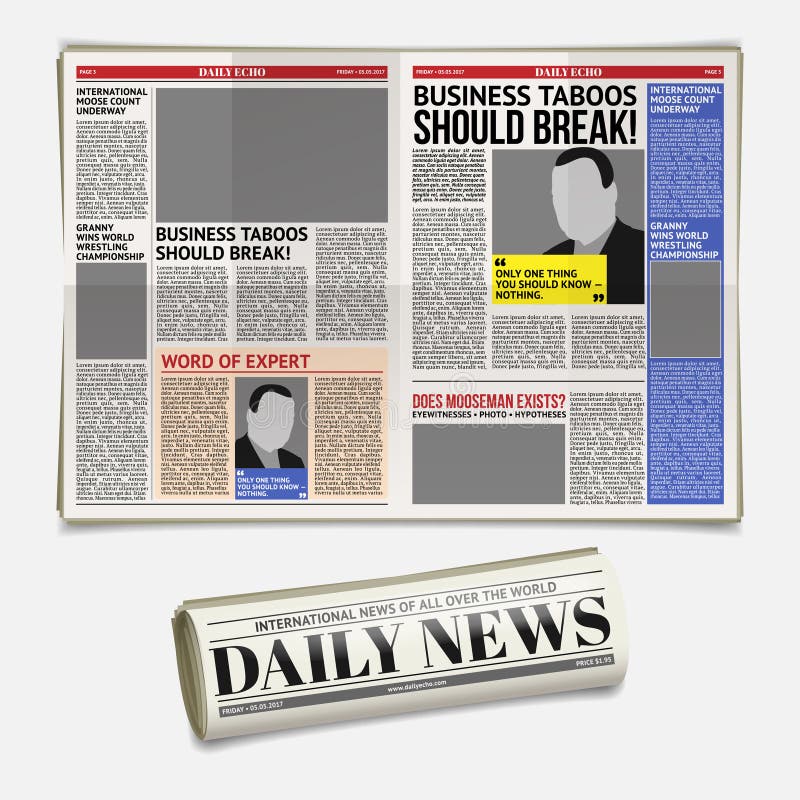 Vector daily Newspaper Template, Tabloid, Layout Posting Reportage ...