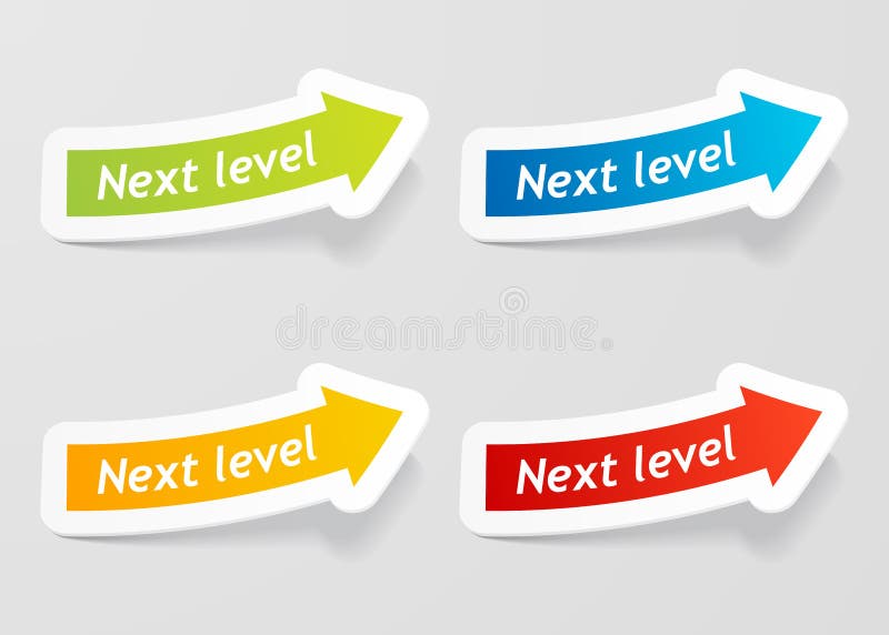 Vector Next Level Message on Arrow Stickers Set. Stock Vector ...