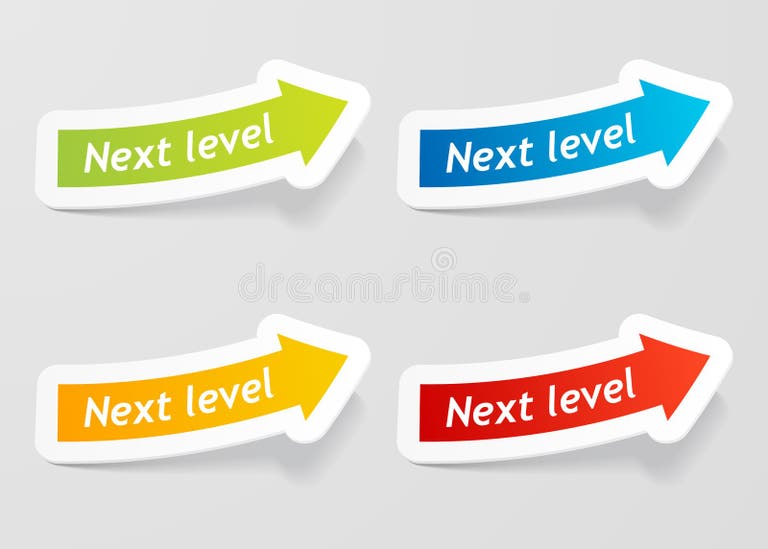 Vector Next Level Message on Arrow Stickers Set. Stock Vector ...