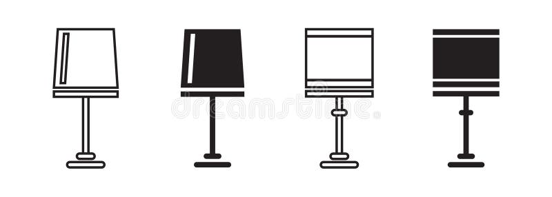Vector Night Lamp Icon Set. Table Lamp Icons. Study Lamp Symbols Stock ...