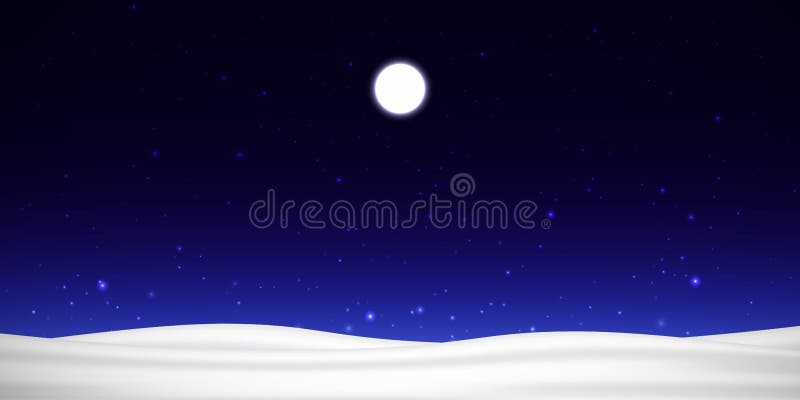 Vector Night Sky with Moon, Stars and Snow Stock Vector - Illustration ...