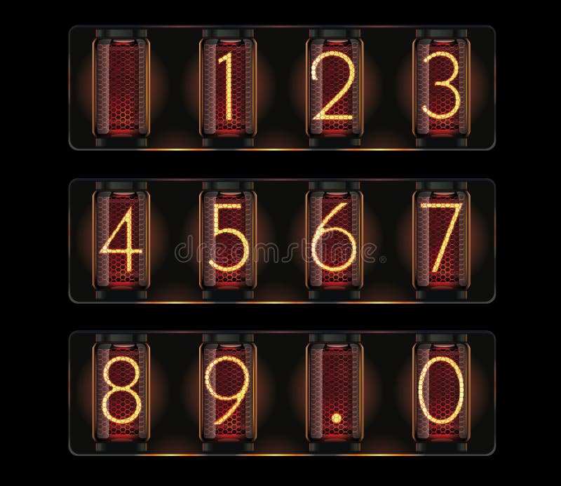 Vector Nixie Tube with Digits Stock Vector - Illustration of numerical ...