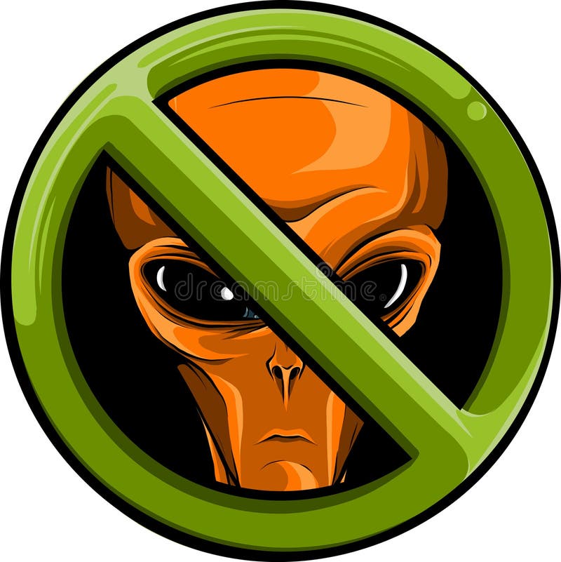 Vector Illustration of No Alien Head Sign Stock Vector - Illustration ...