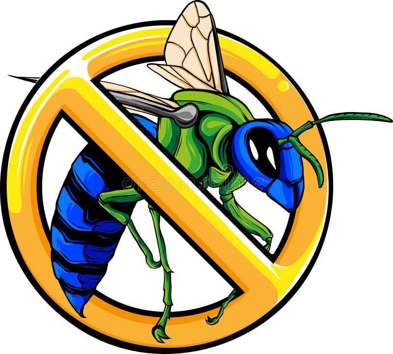 Vector Illustration of No Bee or Wasp Sign on White Background Stock ...