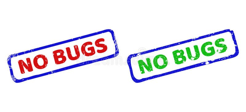 NO BUGS Bicolor Rough Rectangle Seals with Distress Textures Stock ...