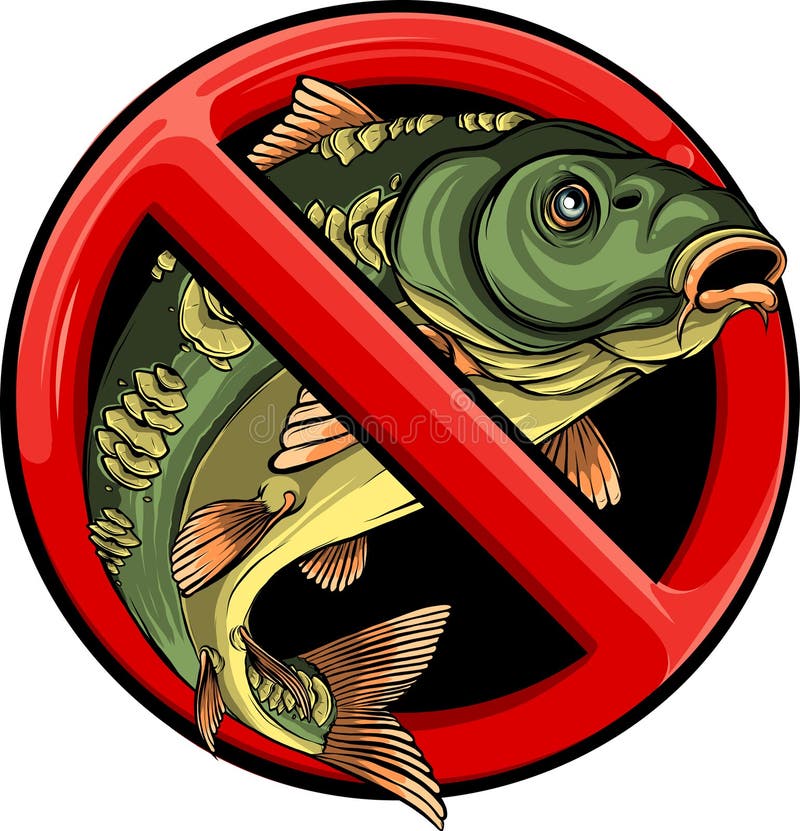 Vector No Fish Forbidden Sign Symbol on White Background. Stock Vector ...