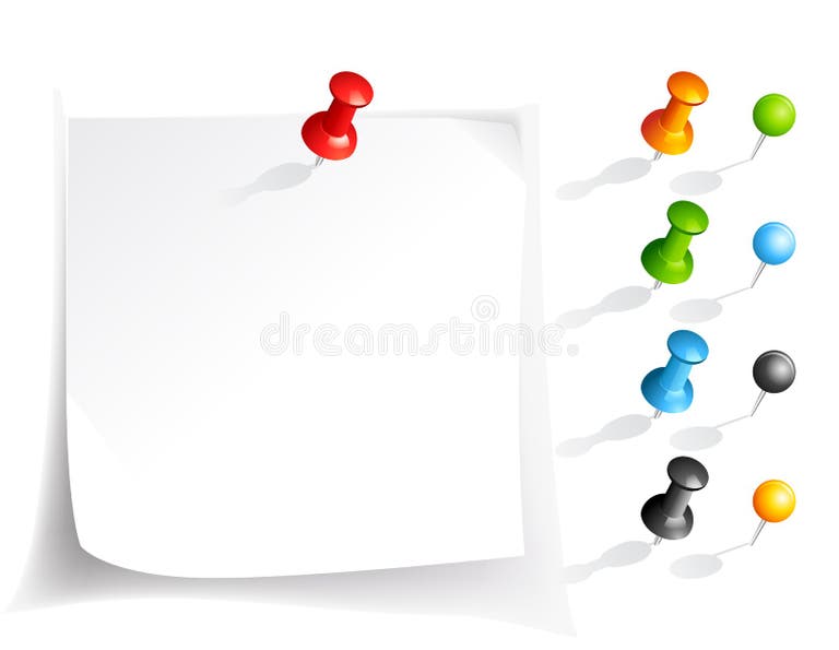 Vector note paper and pins stock vector. Illustration of blank - 18818963