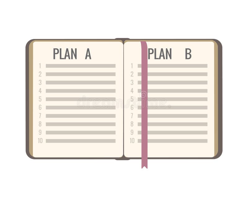 Vector Notebook with Bookmark Flat Illustration Isolated on White. Plan ...