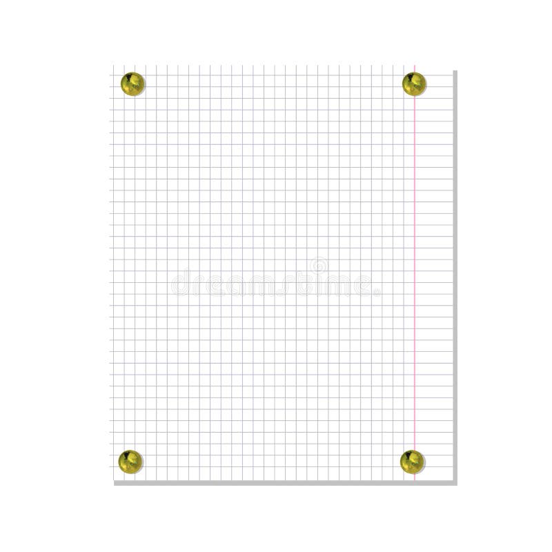 Vector Notebook Paper Sheet Attached by Golden Realistic Pin Buttons ...
