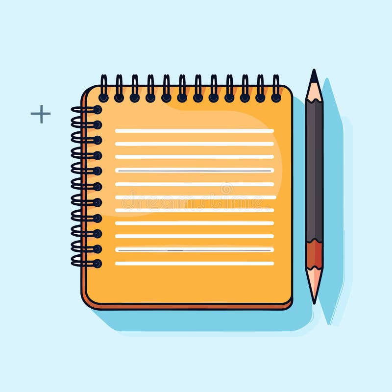 Vector of a Notebook and Pencil on a Flat Vector Icon Stock Vector ...