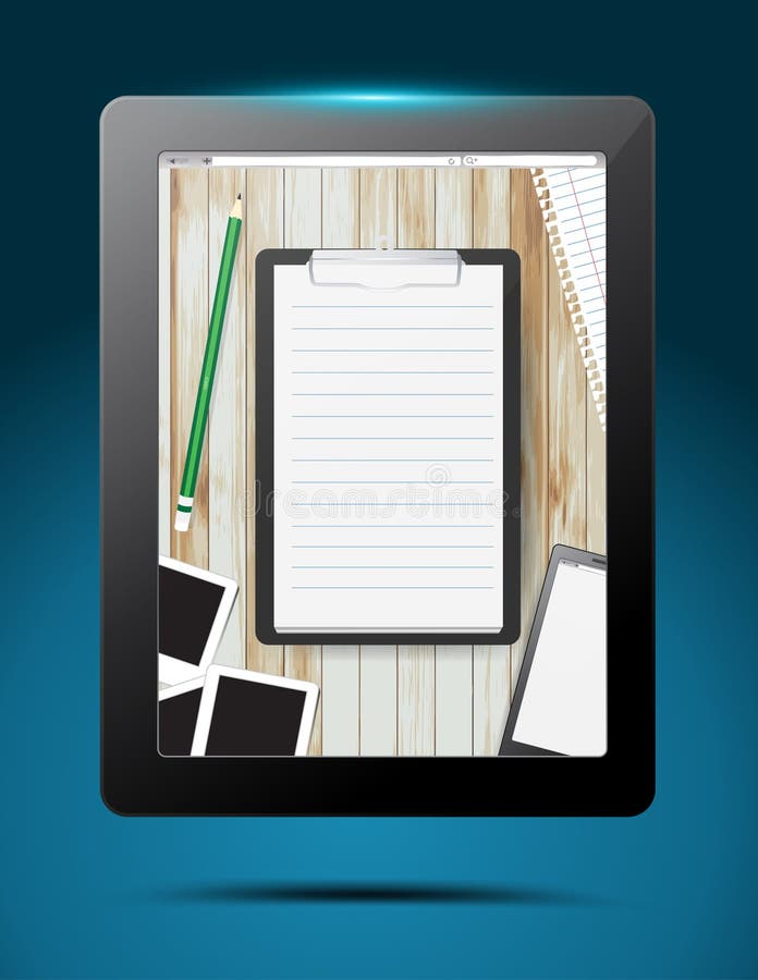 Vector Notepad App Design in Tablet Computer Stock Vector ...