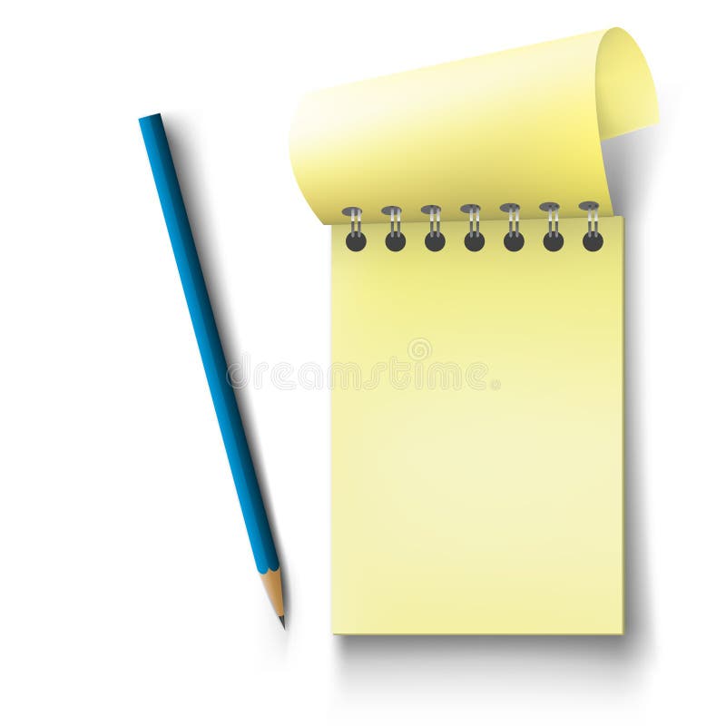 Vector notepad with pencil stock vector. Illustration of memory - 14614308