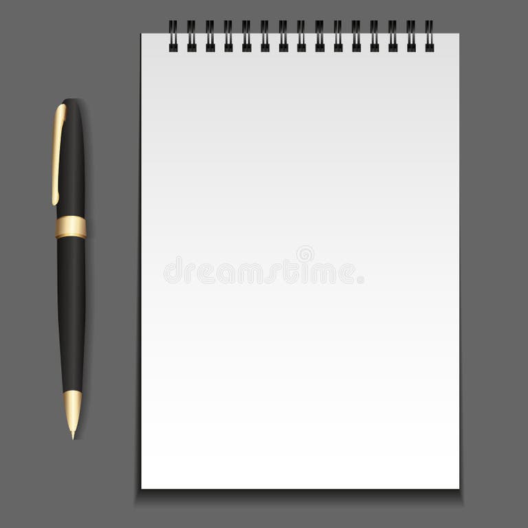 Vector Notepad Template on Springs with a Pen. Stock Vector ...