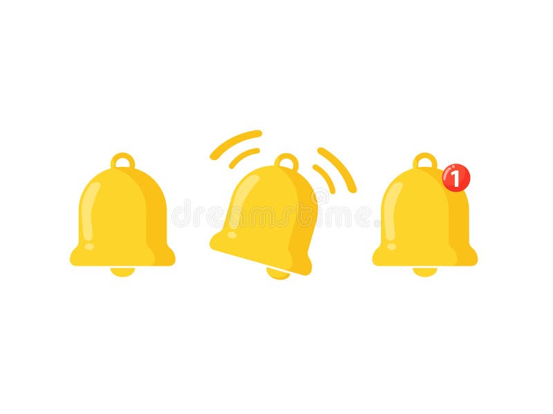 Vector Notification Bell Icon Set Stock Vector - Illustration of simple ...