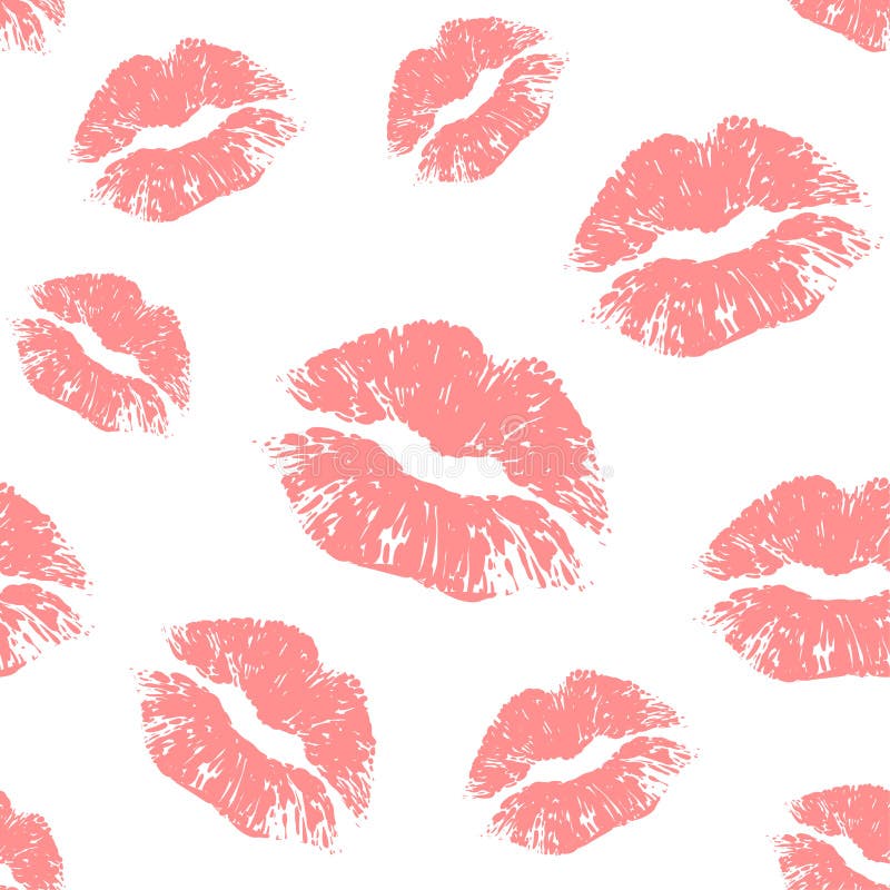 Vector Nude Lips Seamless Pattern on White Background. Lips Prints ...