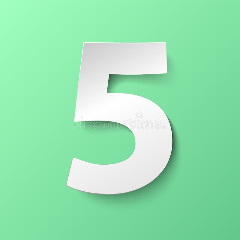 Vector Number 5. Cut Paper Illustration Stock Vector - Illustration of ...