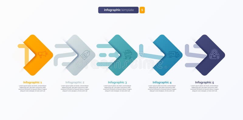 Vector Number Infographic Template Composed of 5 Labels Stock Vector ...