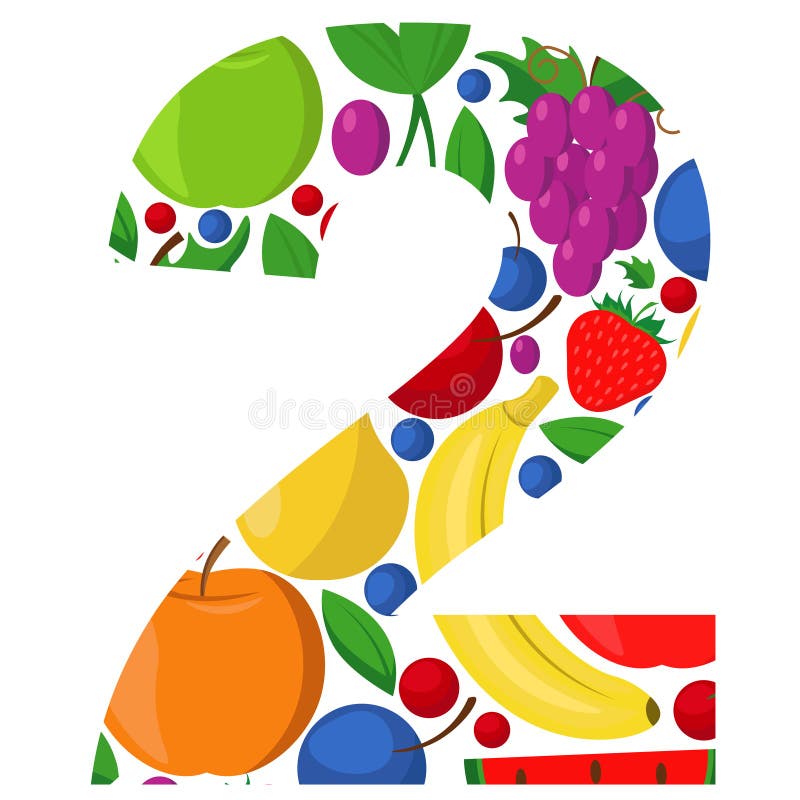 The Vector Number 2 is Made of Ripe Fruit. an Illustration on the Topic ...
