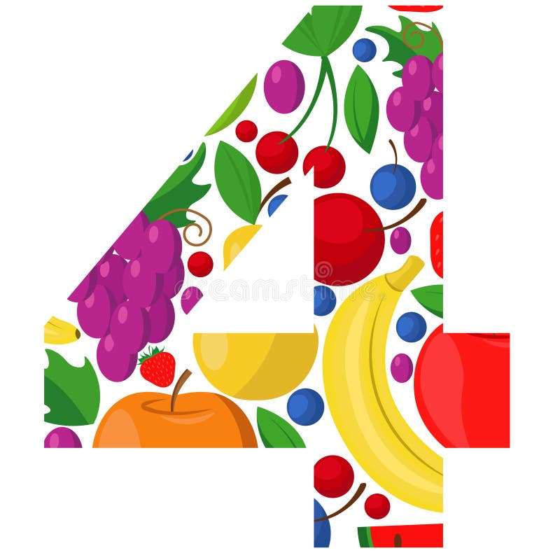 The Vector Number 4 is Made of Ripe Fruit. an Illustration on the Topic ...